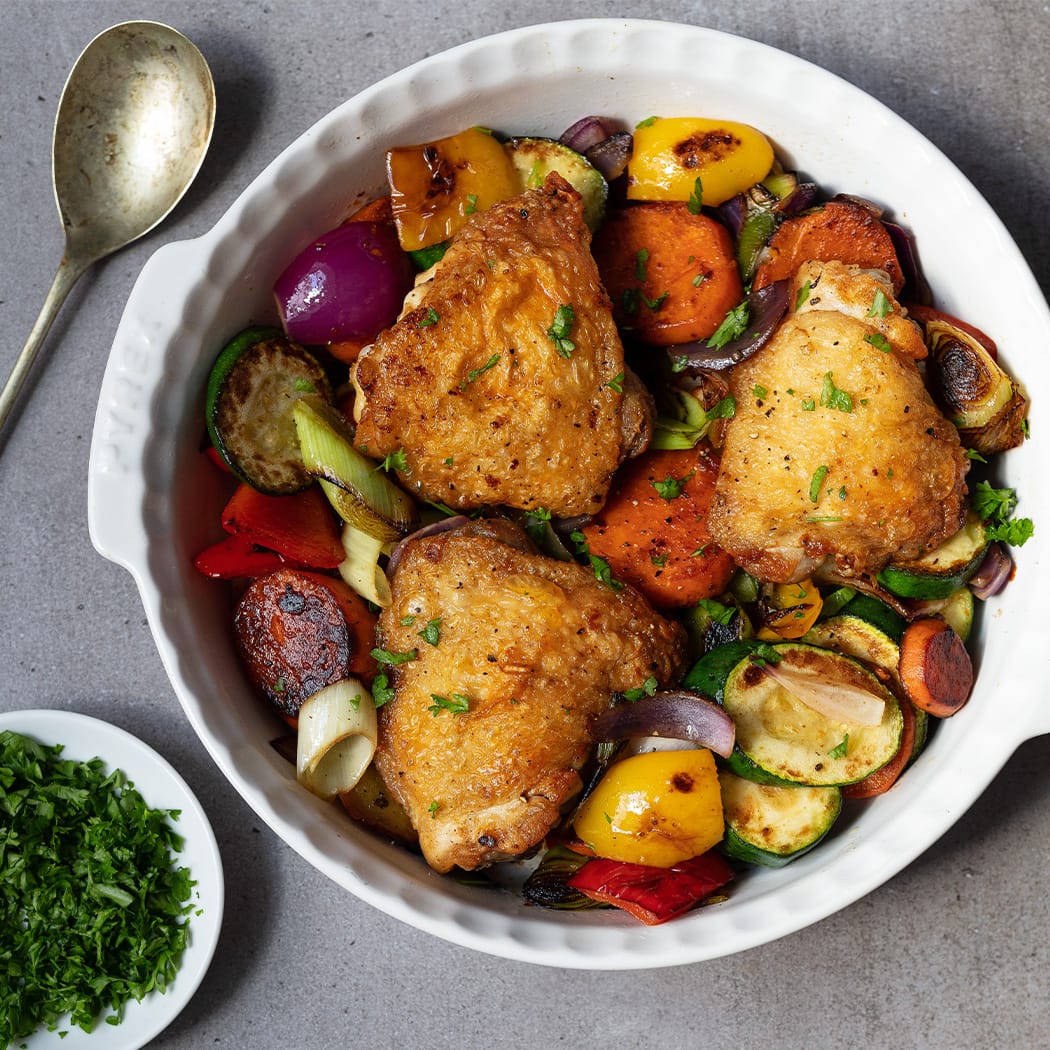 Chicken and vegetable traybakerecipe | easyFood