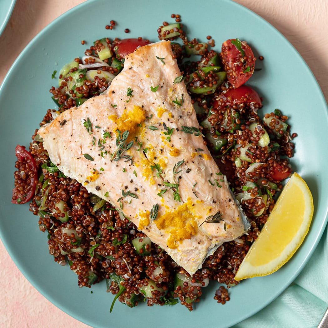 Citrus salmon with bulgur wheat recipe | easyFood